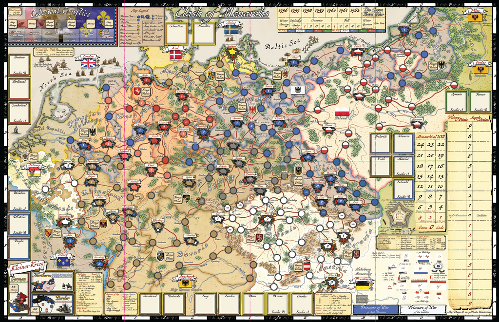 Clash of Sovereigns/Clash of Monarchs Mounted Map & Board Game & Board ...