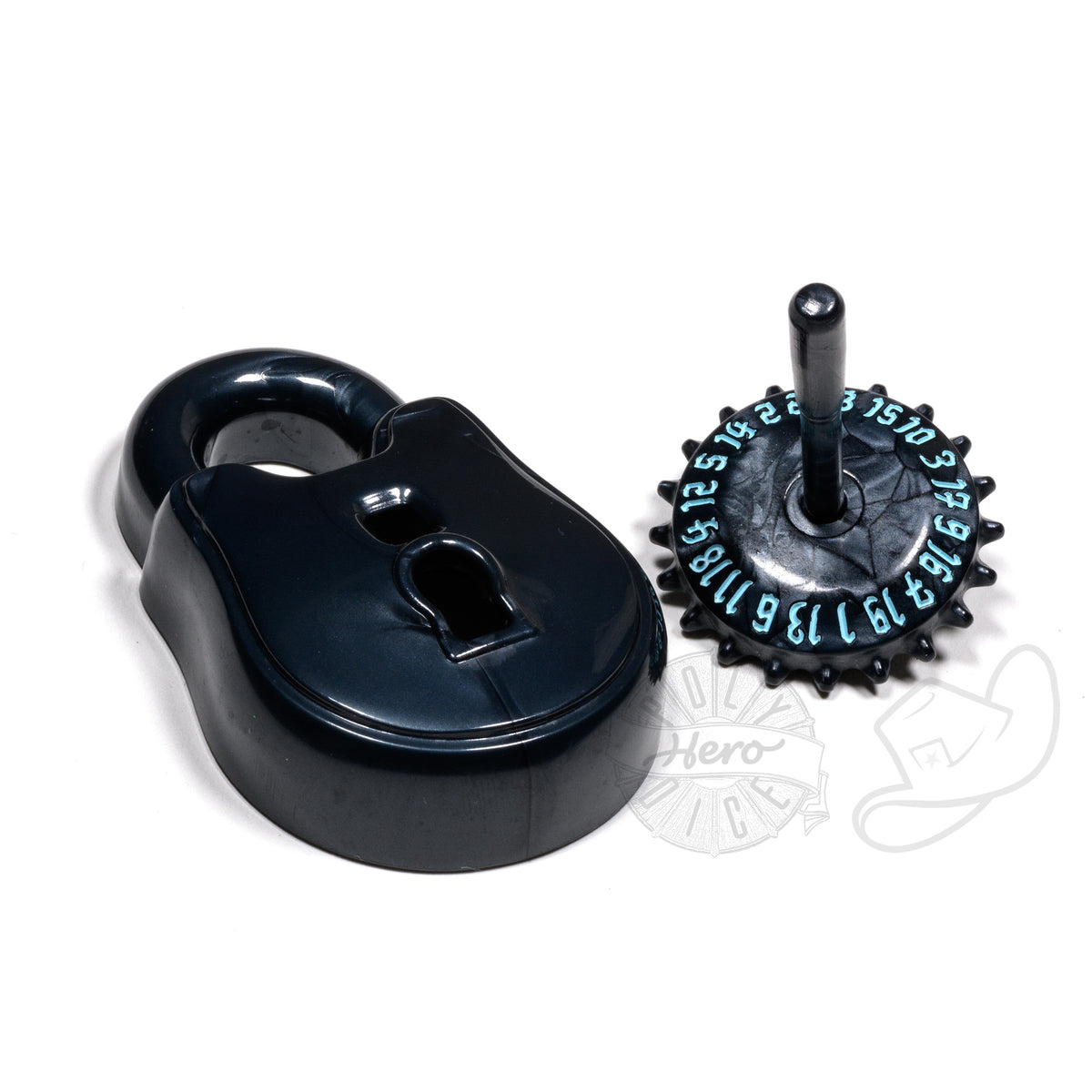 PolyHero Rogue d20 Lock and Pick Set - Cold Iron – Board Game Bliss