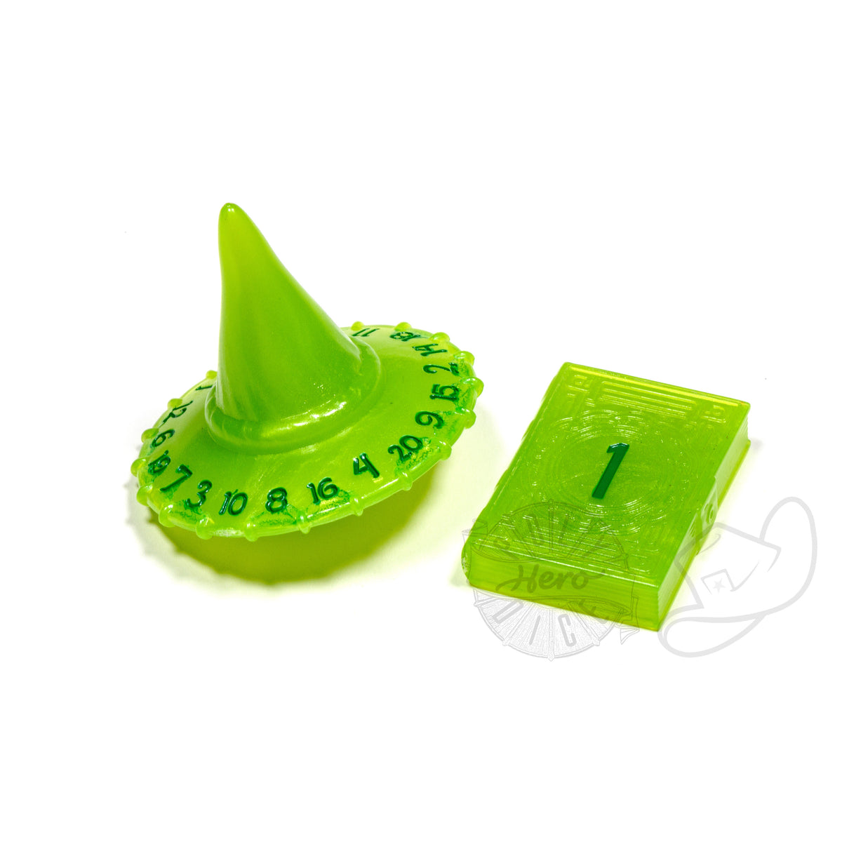 PolyHero Wizard d20 Wizard Hat and d2 Spellbook in Acid Splash – Board ...