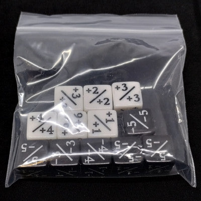 Positive and Negative Counter Dice - Black & White 16mm (Set of 12 ...